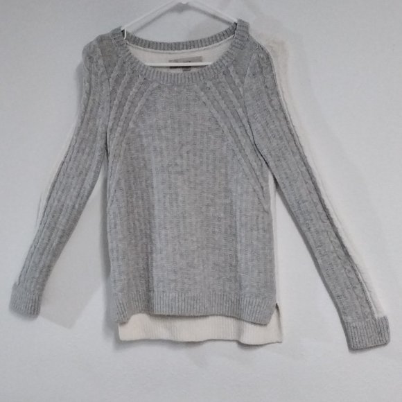 LOFT | Sweaters | Loft Xs Sweater Knit Gray White Oversized Relaxed ...